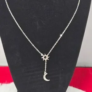 Jewelry | Silversun Moon Lariat Necklace Celestial Moon Phase Pendant ...